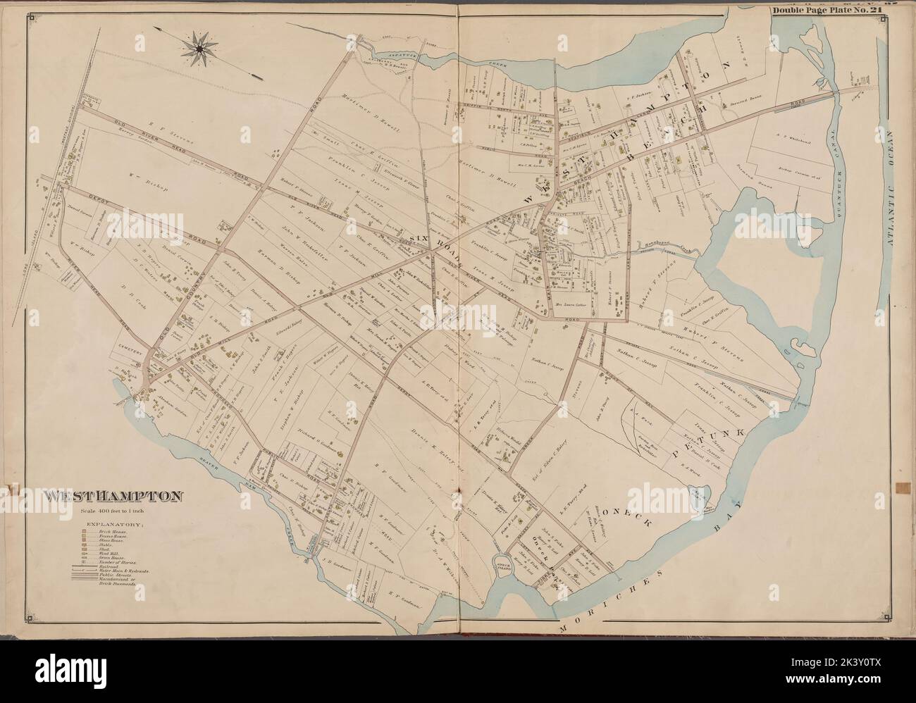 Suffolk County, V. 1, Double Page Plate No. 21 Map bounded by Atlantic ...