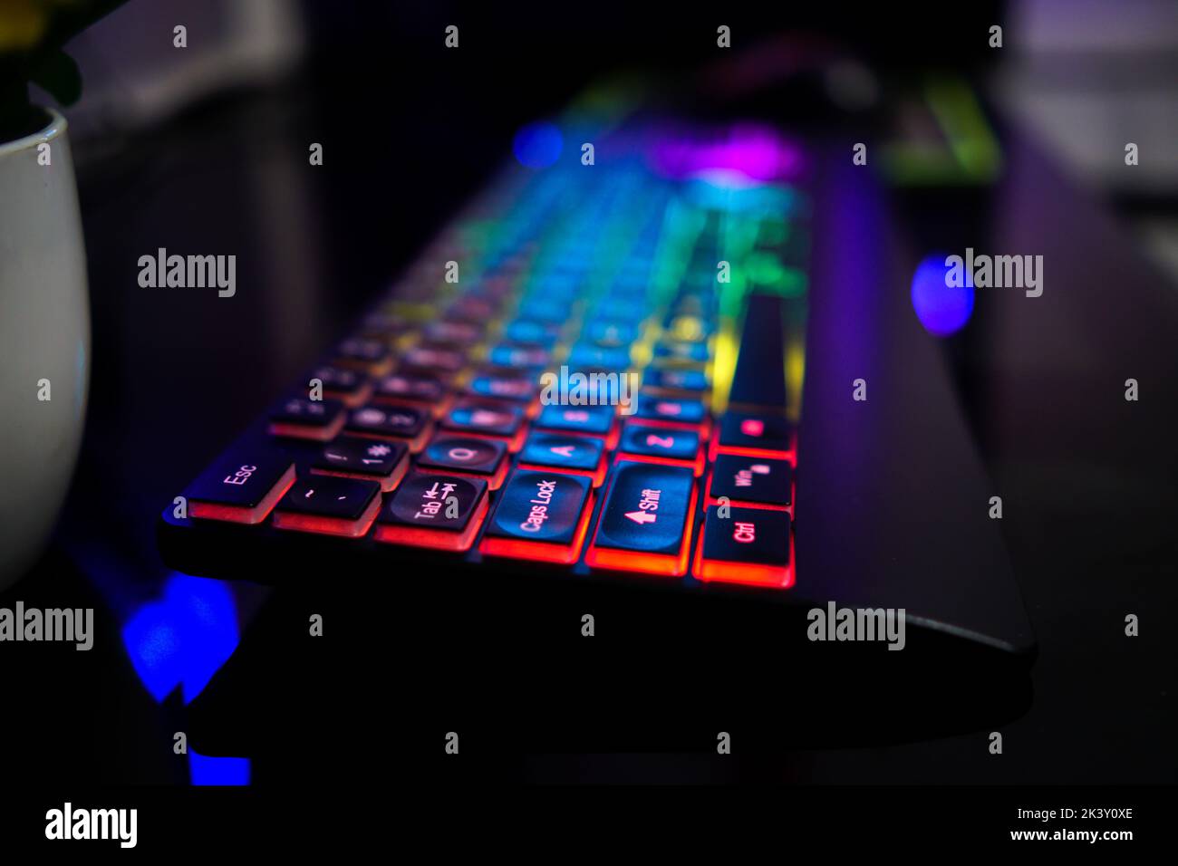 photo of a computer keyboard on the table Stock Photo - Alamy