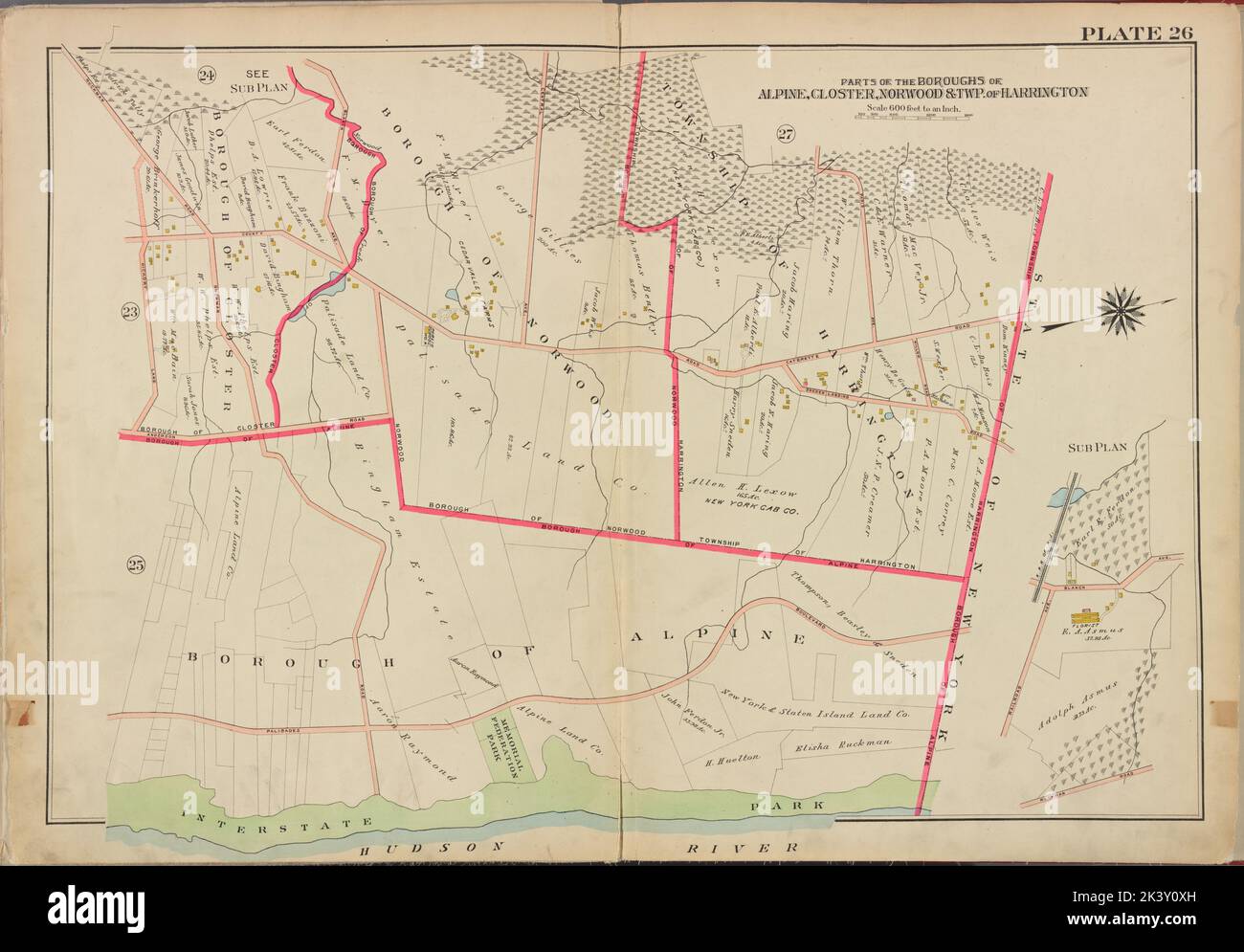 Bergen County, V. 1, Double Page Plate No. 26 Parts of the boroughs of ...