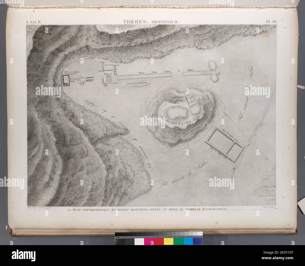 Thèbes. Memnonium Ramesseum. Plan topographique de divers monumens ...