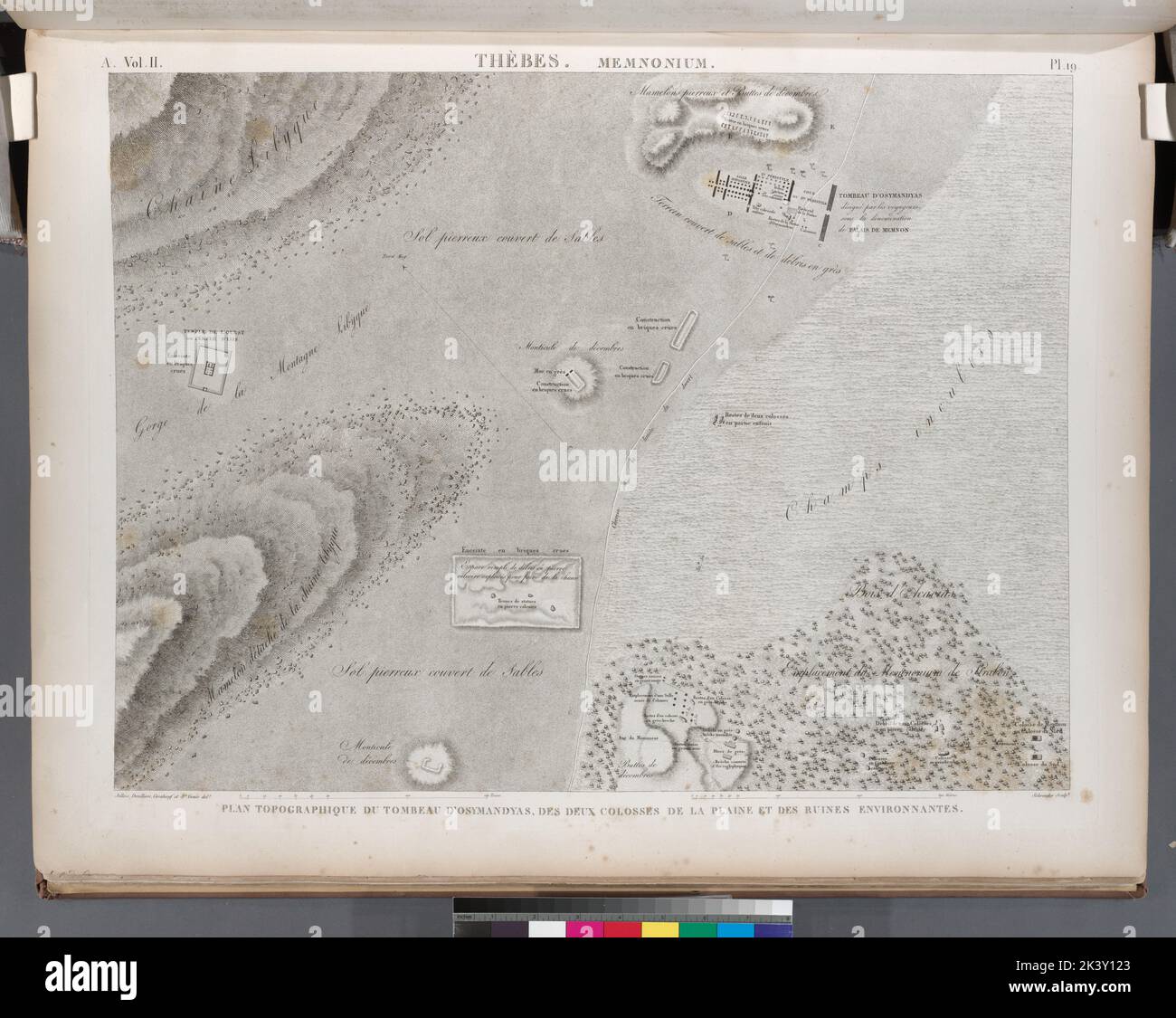Thèbes. Memnonium Ramesseum. Plan topographique du tombeau d'Osymandyas ...
