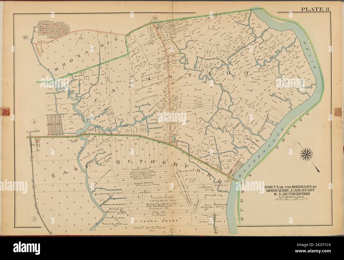 Bergen County, V. 2, Double Page Plate No. 8 Parts of the boroughs of ...