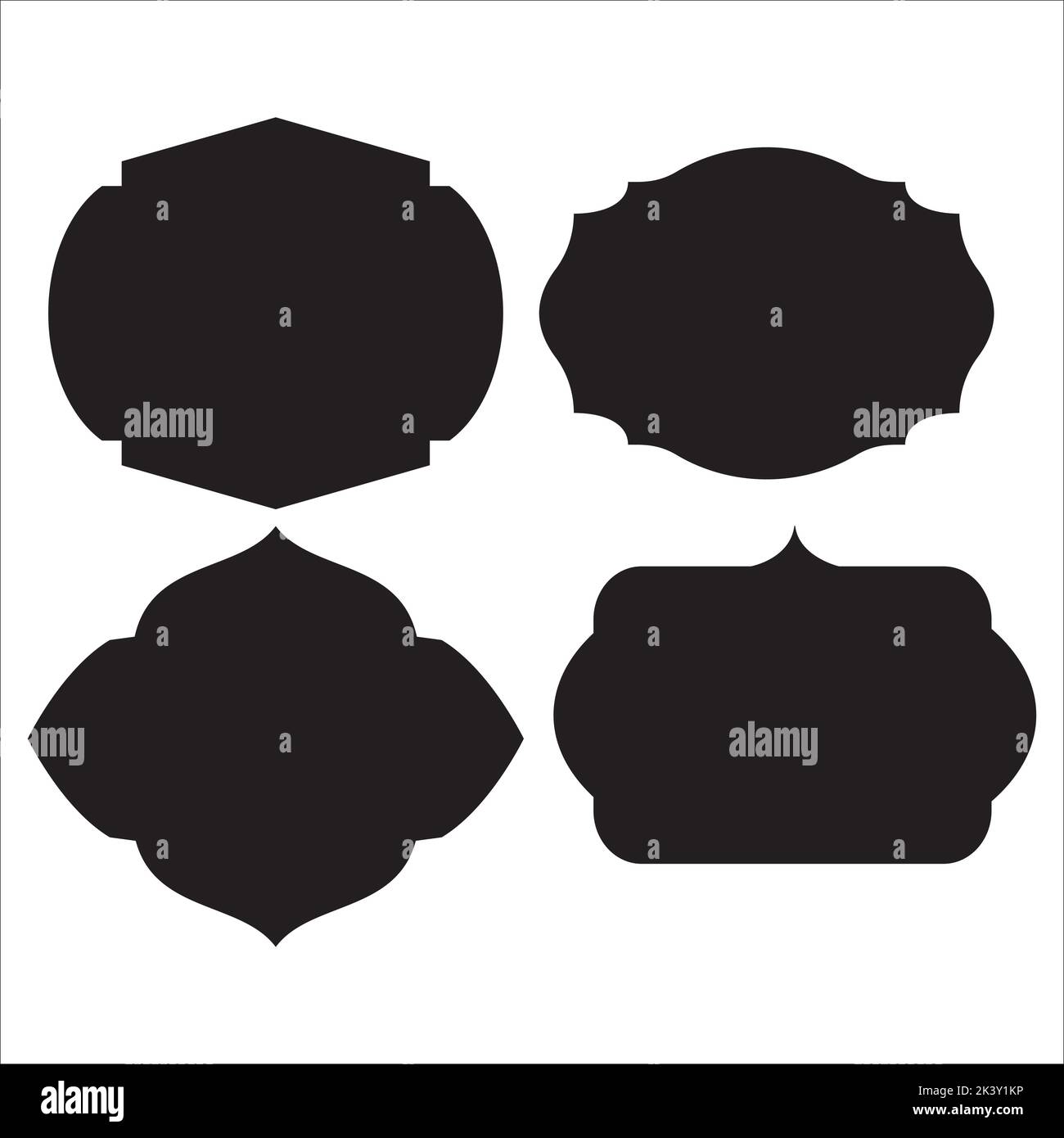 Vector Set Of Label Shapes Silhouettes Illustration Isolated On White ...