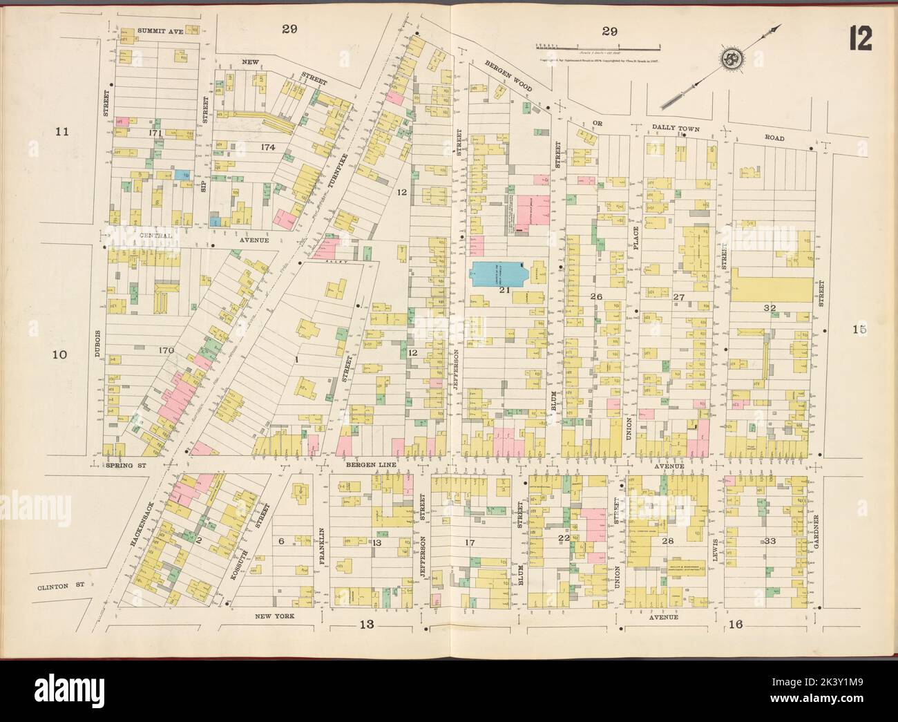 Hudson County, V. 8, Double Page Plate No. 12 Map bounded by Bergen ...