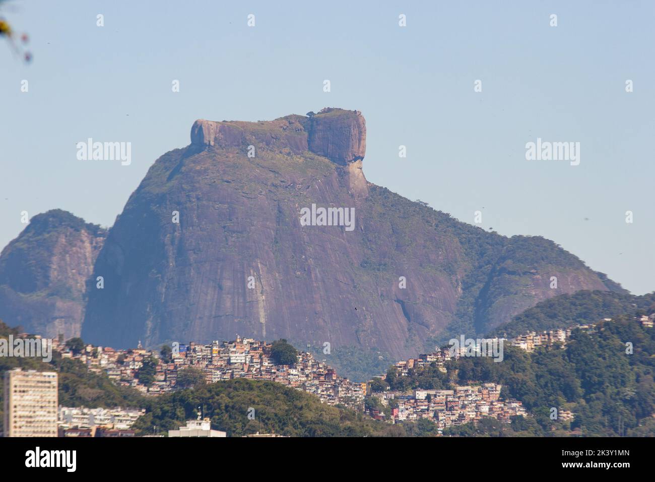 Gavea Stone seen from Rodrigo de Freitas lagoon in Rio de Janeiro ...