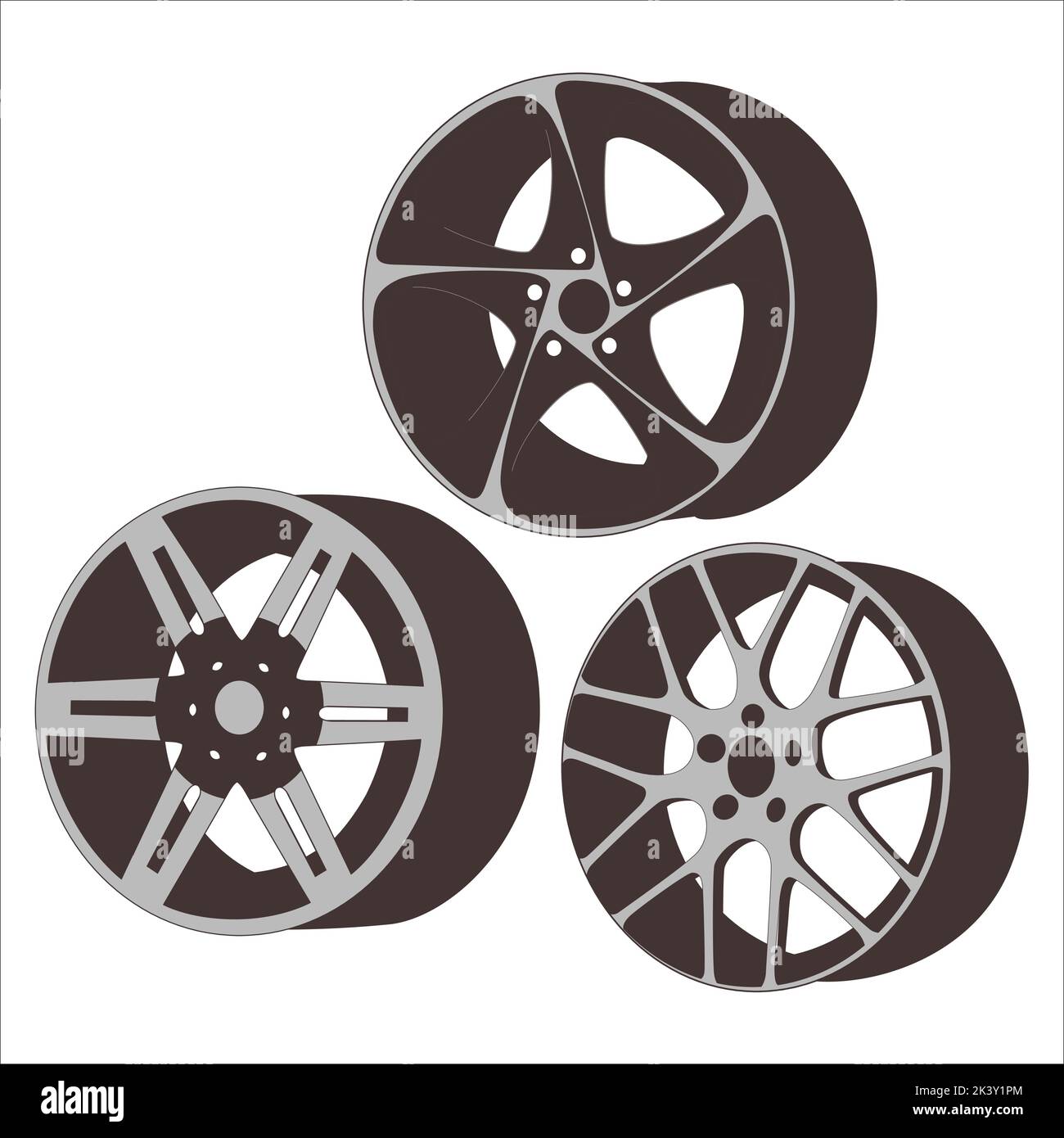 Vector Set Of Alloy Wheels Illustration Isolated On White Background Stock Vector Image & Art ...