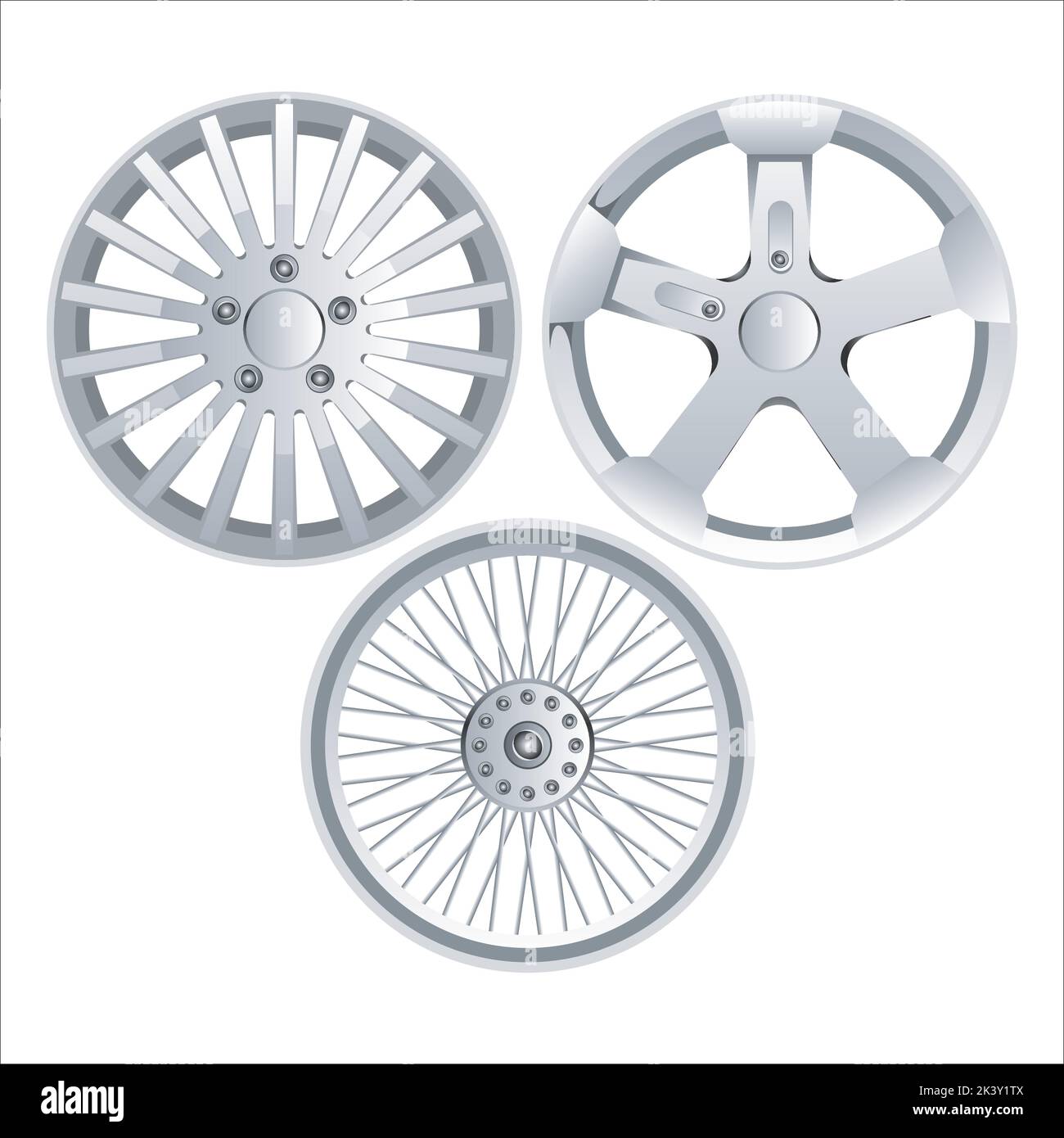 Vector Set Of Alloy Wheels Illustration Isolated On White Background ...