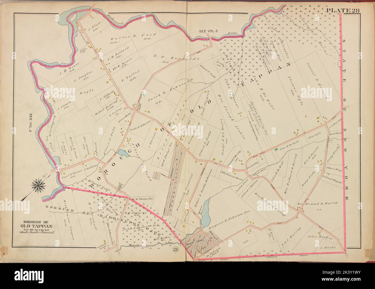 Bergen County, V. 1, Double Page Plate No. 28 Map of borough of Old ...