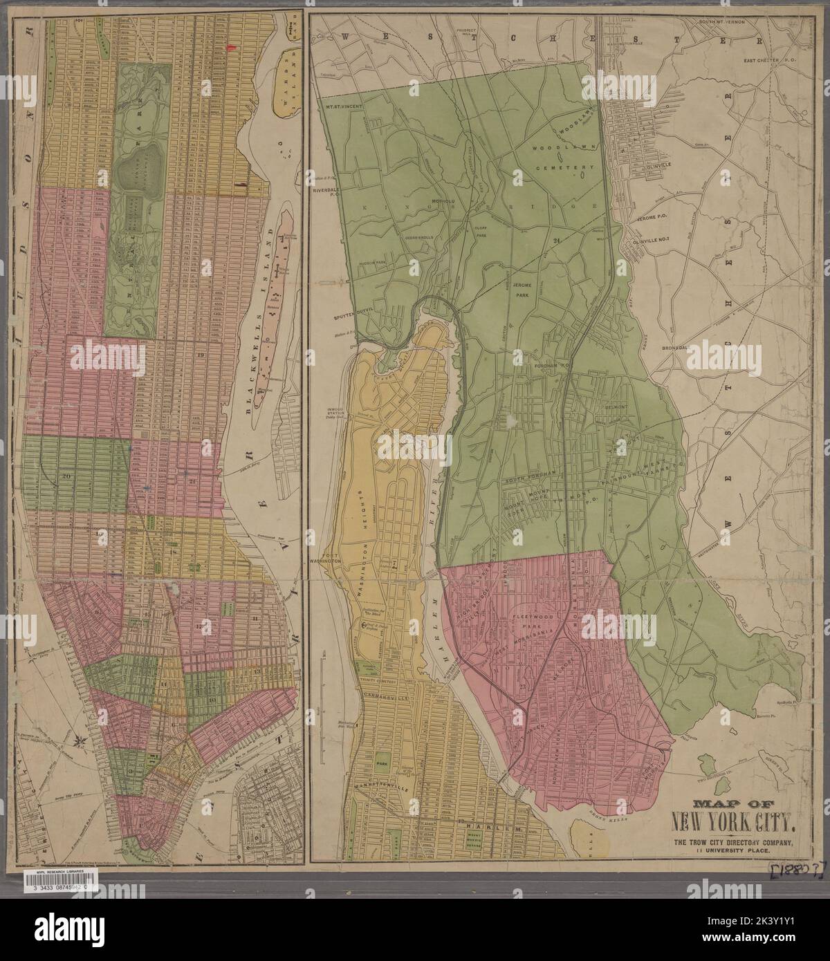 Map of New York City 1880 - 1889. Cartographic. Maps. Lionel Pincus and ...