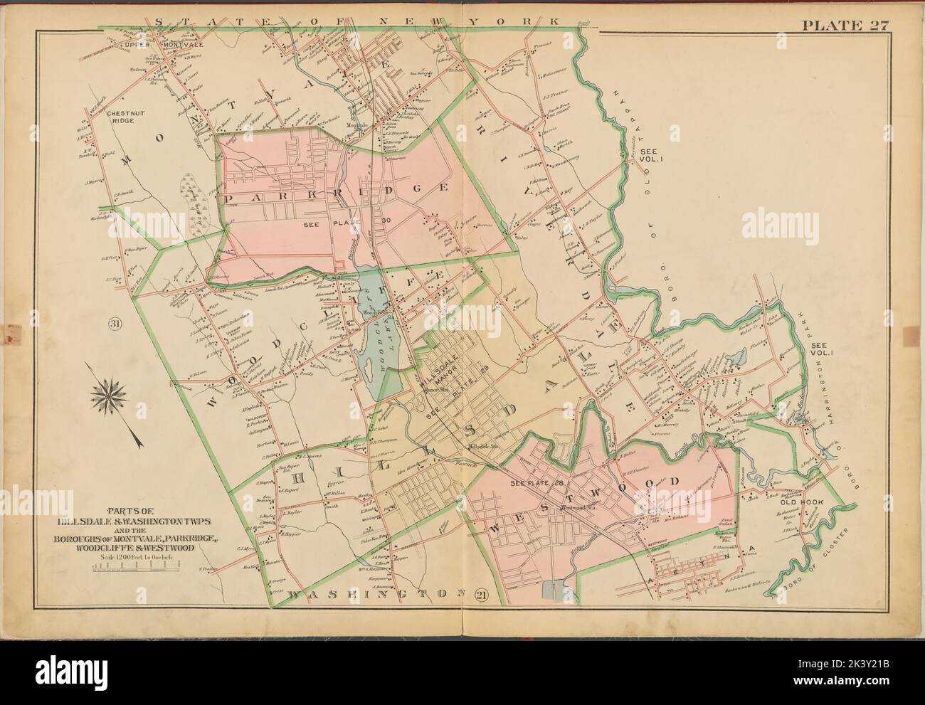 Bergen County, V. 2, Double Page Plate No. 27 Parts of Hills Dale and ...