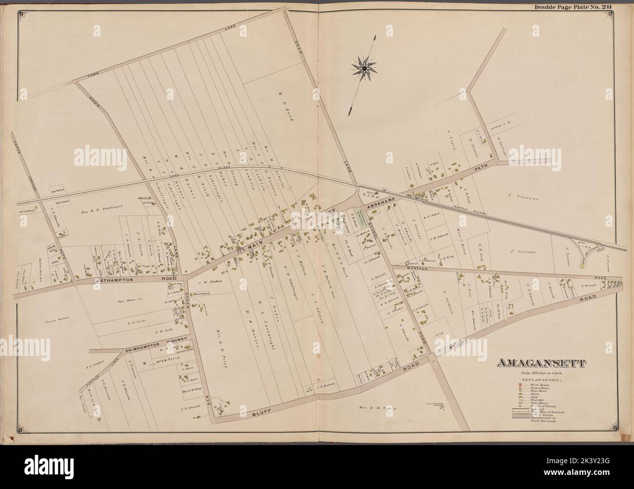 Suffolk County, V. 1, Double Page Plate No. 28 Map bounded by Town Lane ...