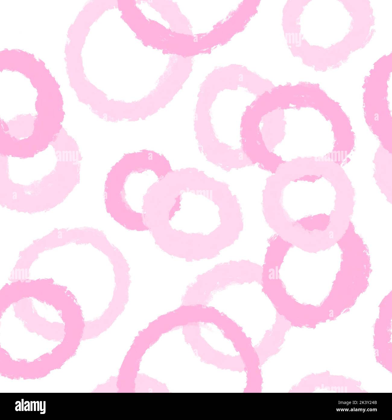 Seamless hand drawn pink circles abstract geometric pastel pattern. Mid ...