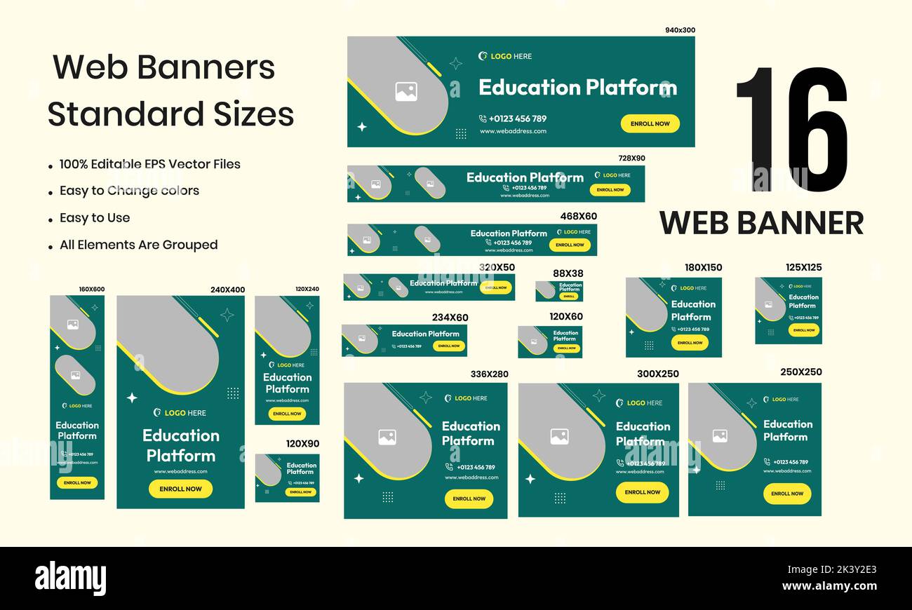 Education platform web bundle banner design for social media post Stock ...