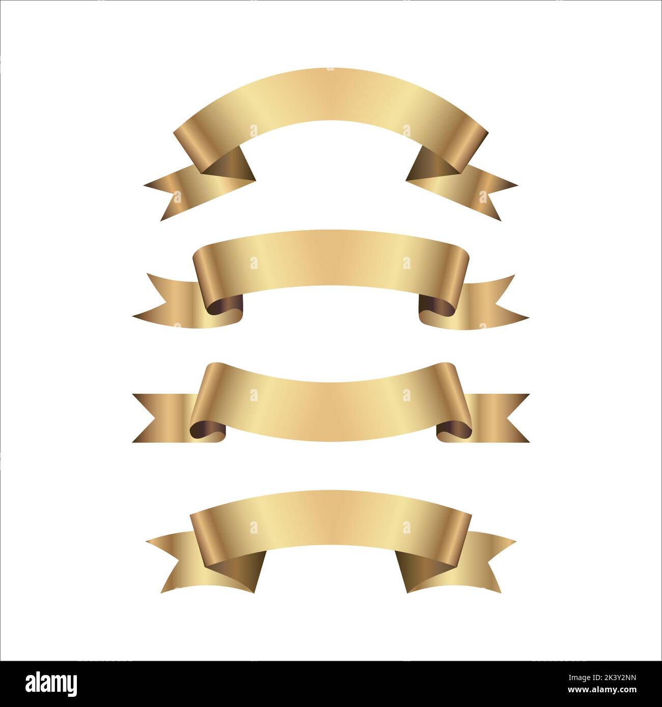 Vector Set Of Realistic Golden Ribbons Illustration Isolated On White ...
