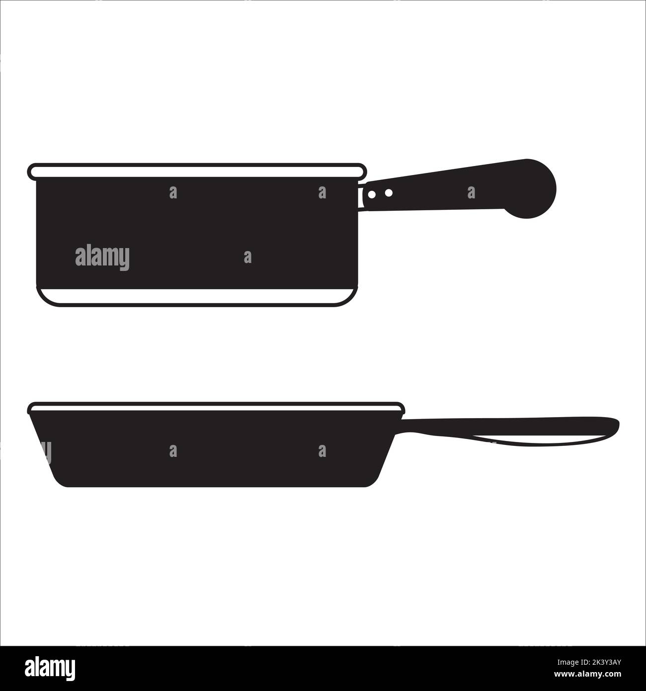 Vector Set Of Frying Pans Silhouettes Illustration Isolated On White ...