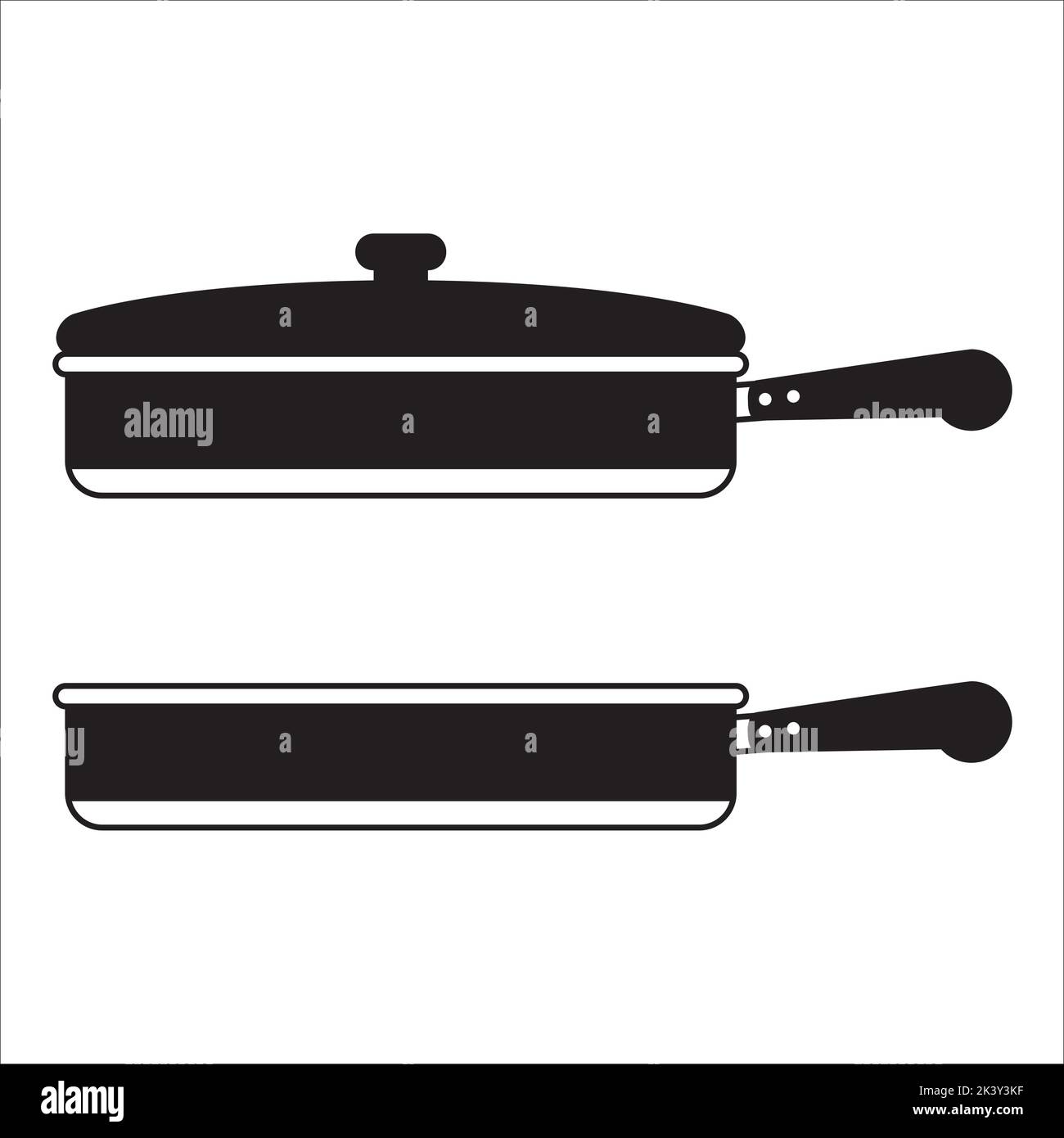 Vector Set Of Frying Pans Silhouettes Illustration Isolated On White ...