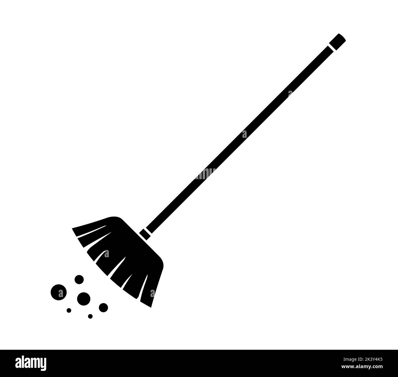 Broom mop sweep cartoon flat black icon. Clean tidy dust cleanup vector symbol Stock Vector ...