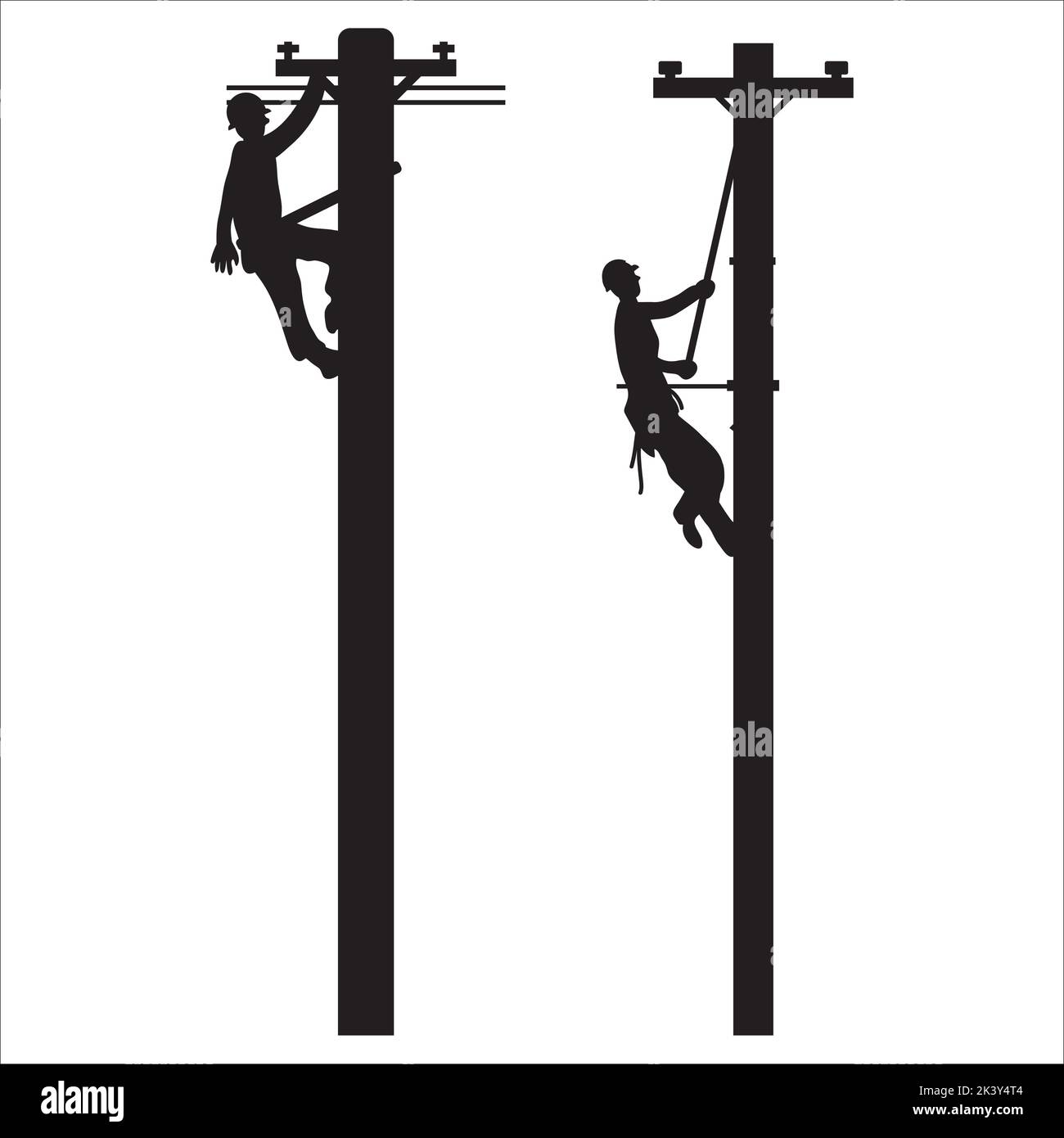 Vector Set Of Electric Workers lineman Silhouettes Illustration ...