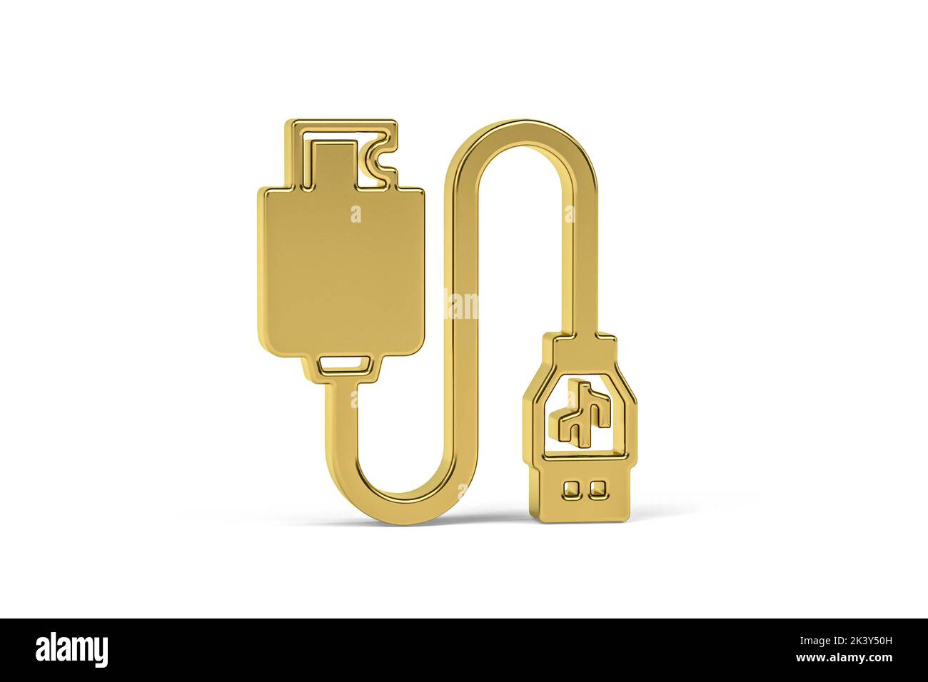 Golden 3d USB Card Reader icon isolated on white background - 3d render ...