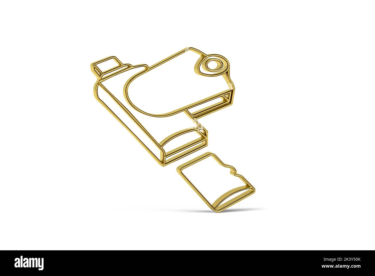 Golden 3d USB Card Reader icon isolated on white background - 3d render ...