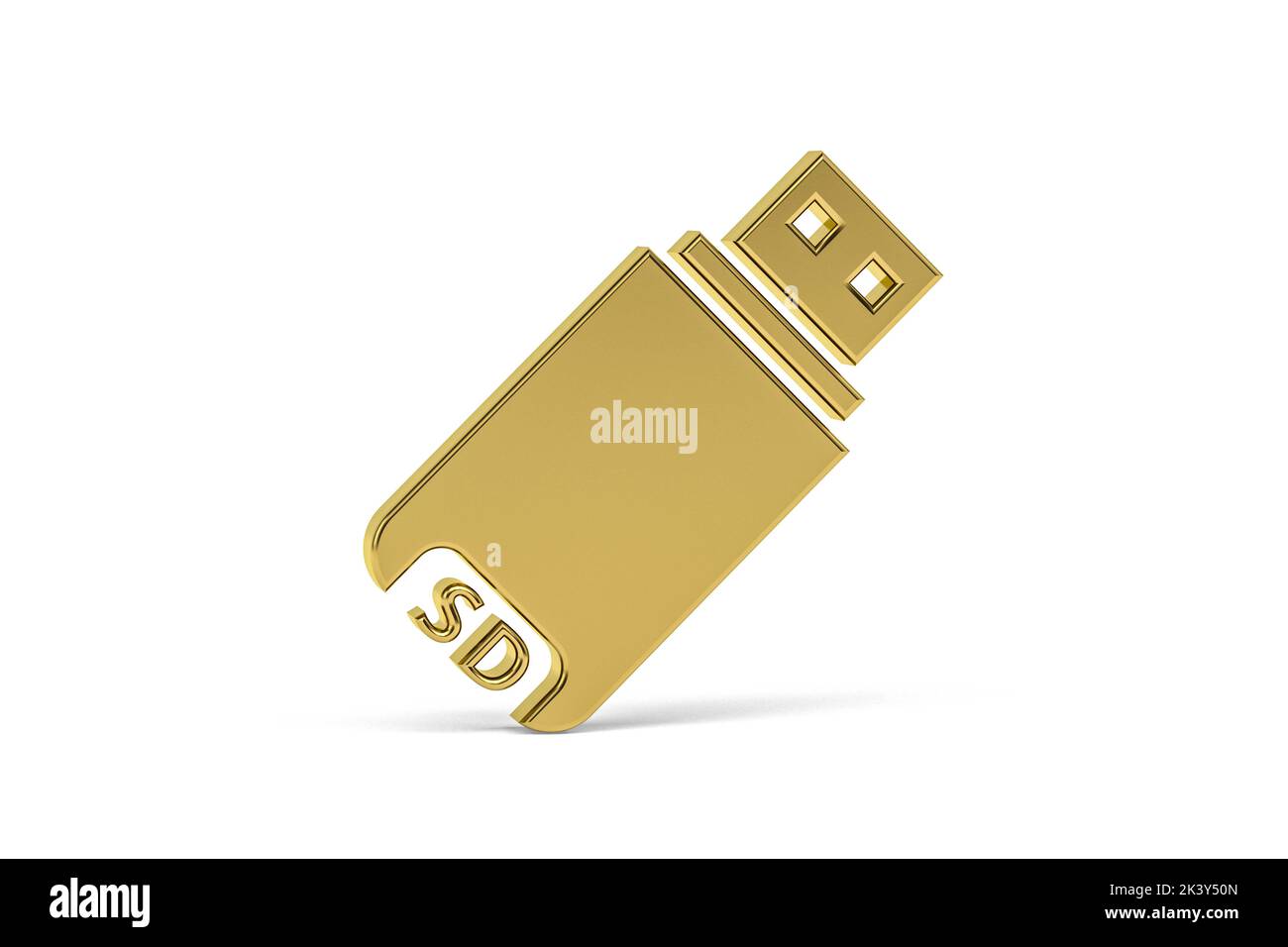 Golden 3d USB Card Reader icon isolated on white background - 3d render ...