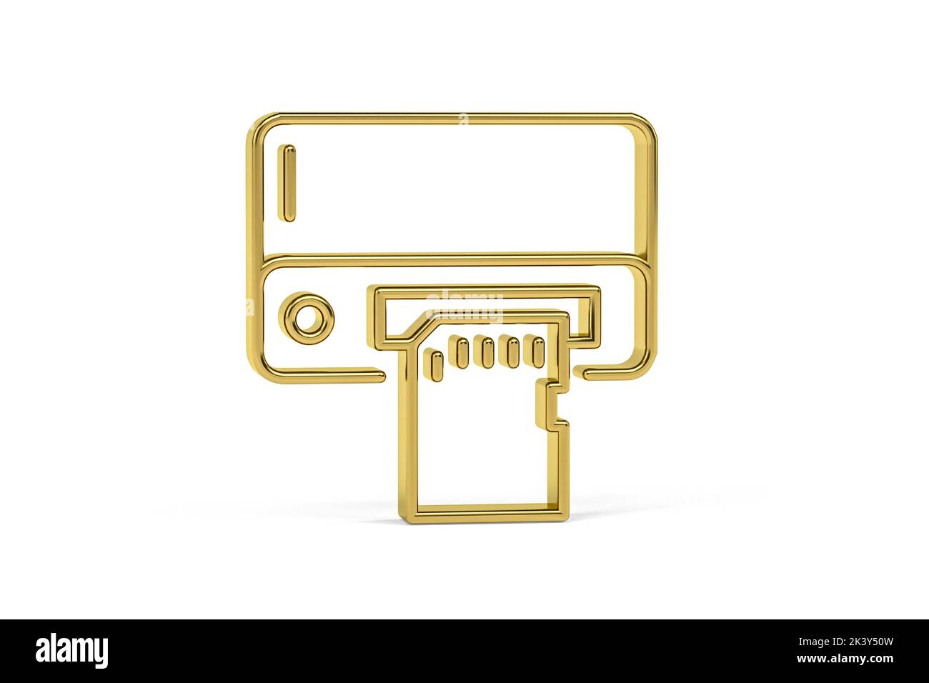 Golden 3d USB Card Reader icon isolated on white background - 3d render ...