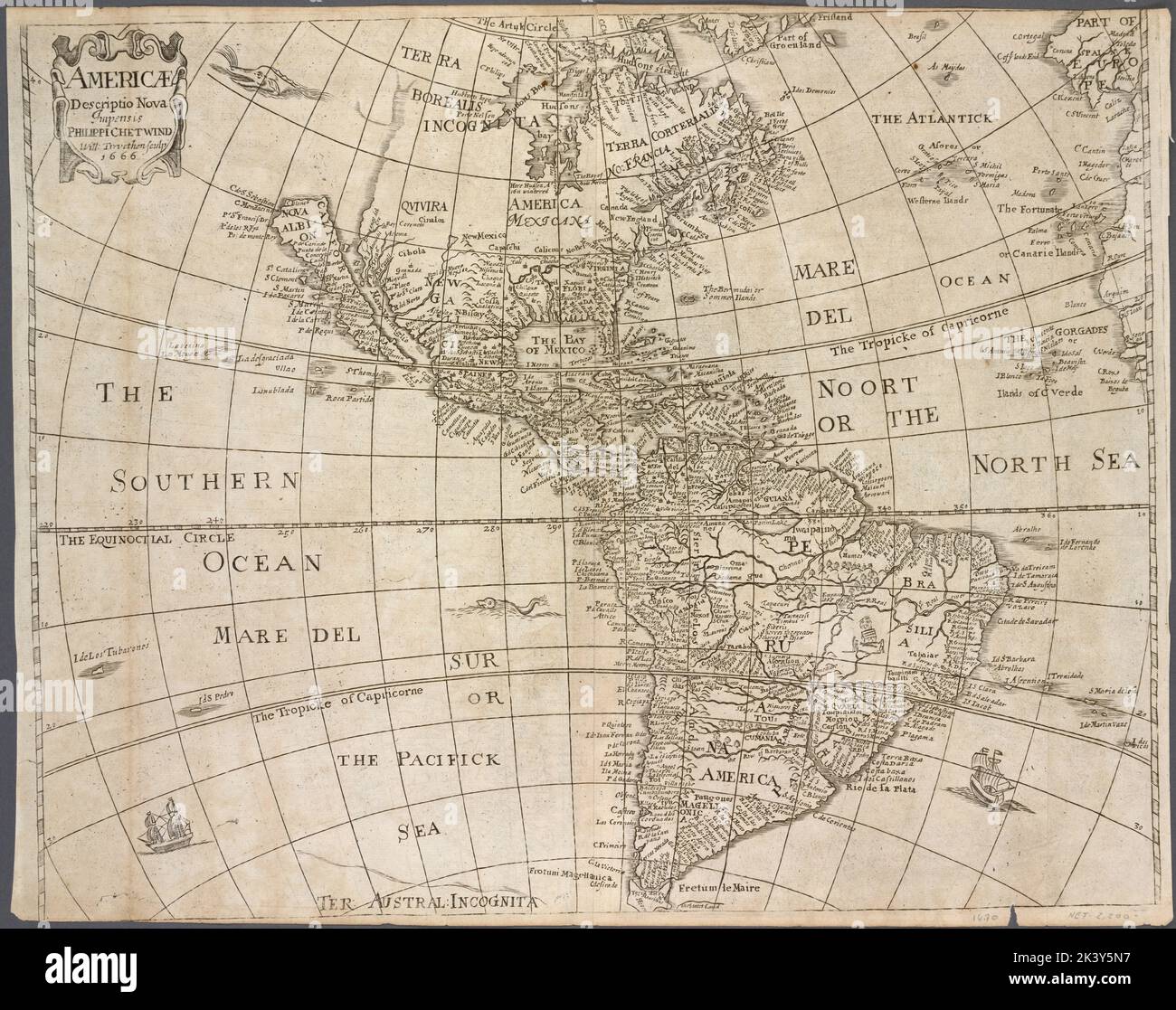 Americae descriptio nova Chetwind, Philip. Cartographic. Maps. 1666 ...