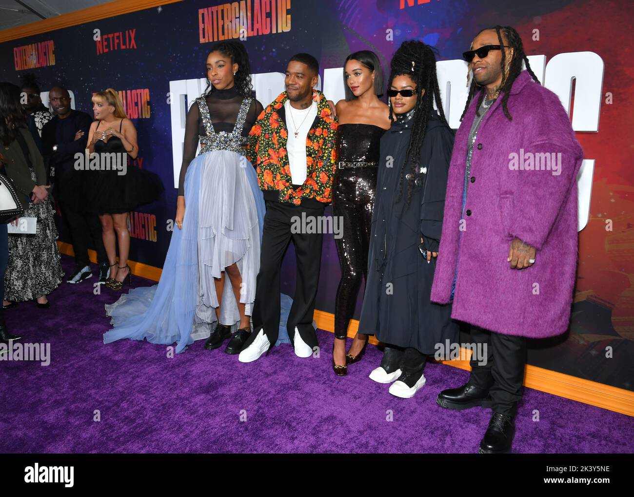 (L-R) Jessica Williams, Kid Cudi, Laura Harrier, Teyana Taylor and Ty ...
