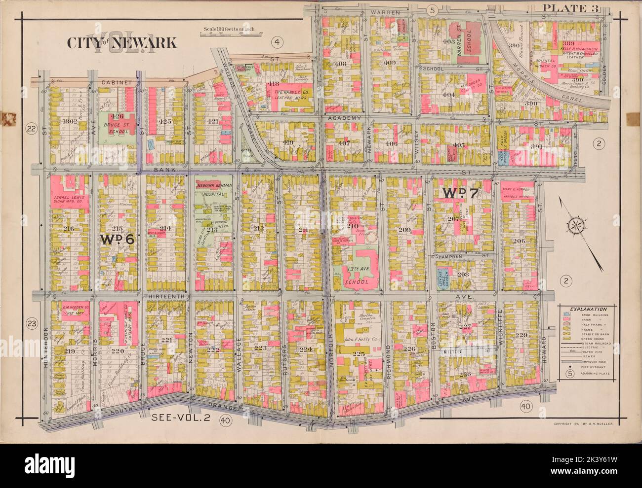 Newark, V. 1, Double Page Plate No. 3 Map bounded by Cabinet St ...