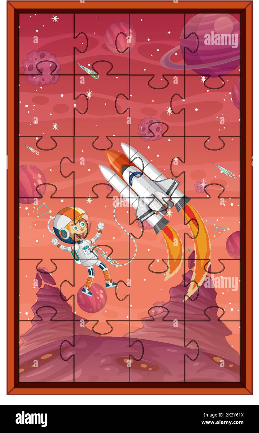 Astronaut in space photo puzzle game template illustration Stock Vector ...