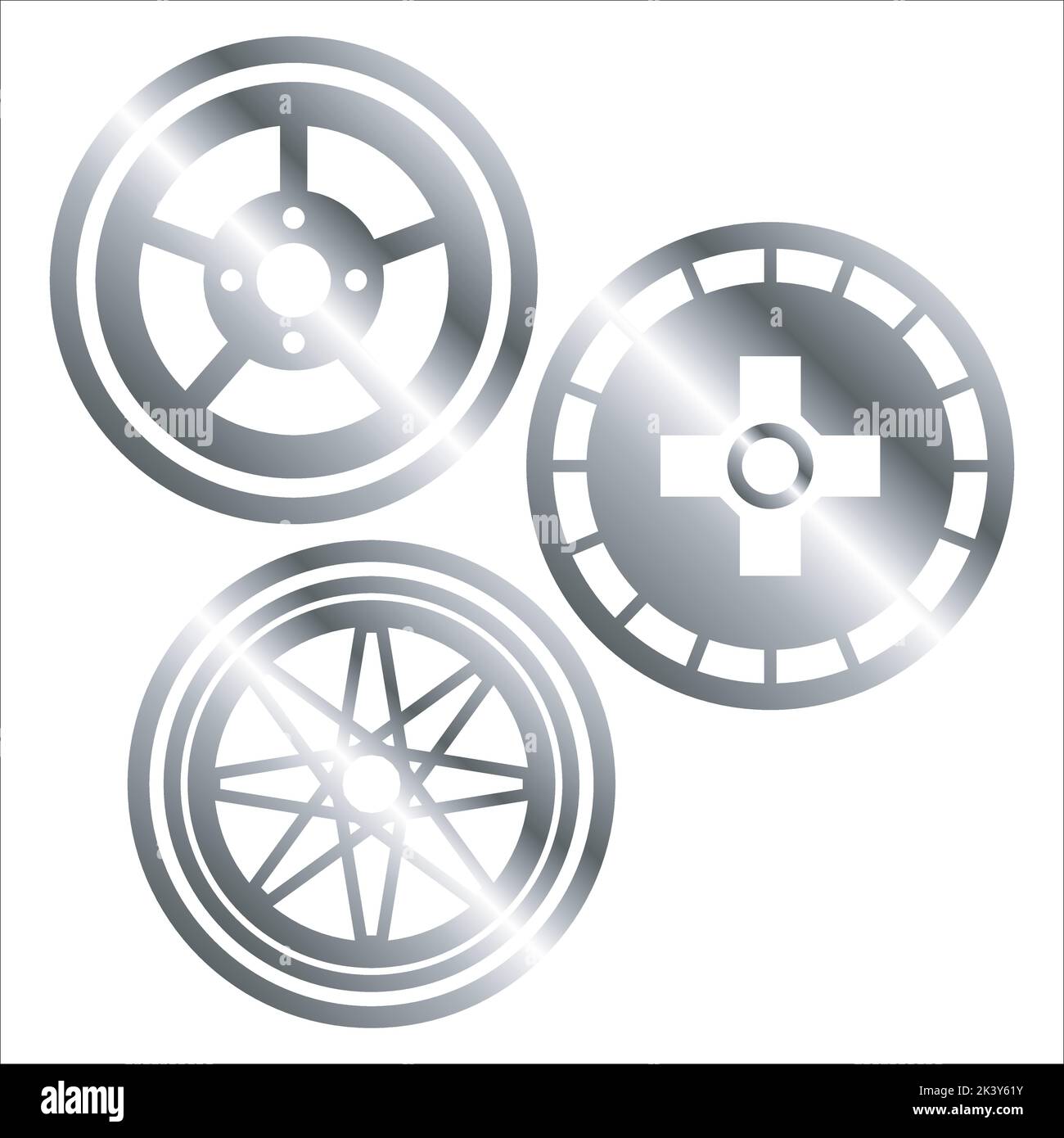 Vector Set Of Alloy Wheels Illustration Isolated On White Background ...