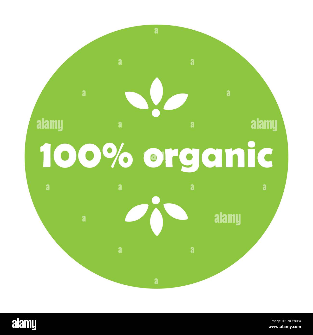Green circle with the inscription 100 organic. Eco packaging, sticker ...