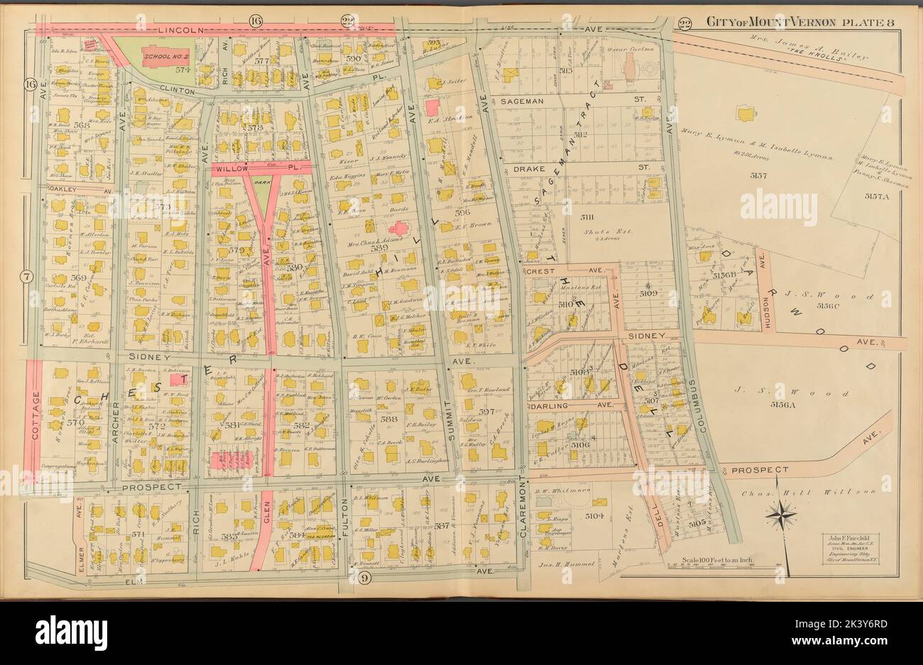 Mount Vernon, Double Page Plate No. 8 Map bounded by Lincoln Ave., Elm ...