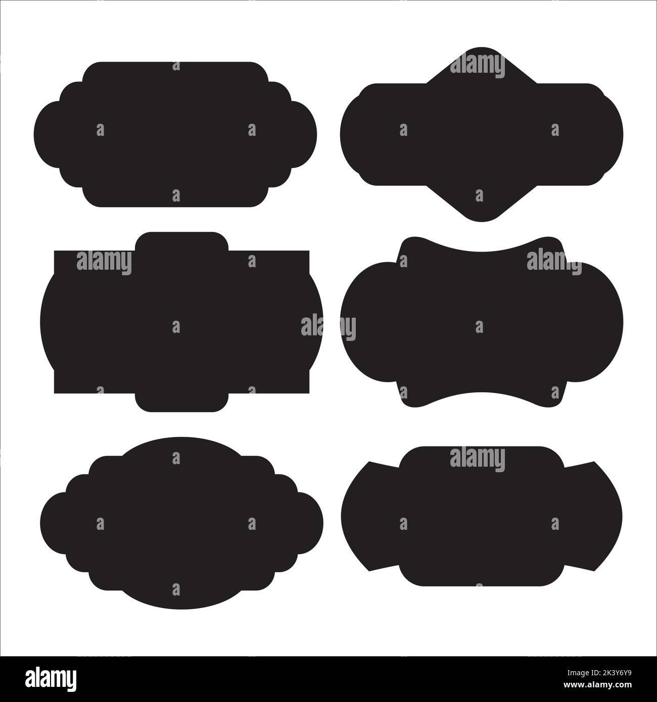 Vector Set Of Label Shapes Silhouettes Illustration Isolated On White ...