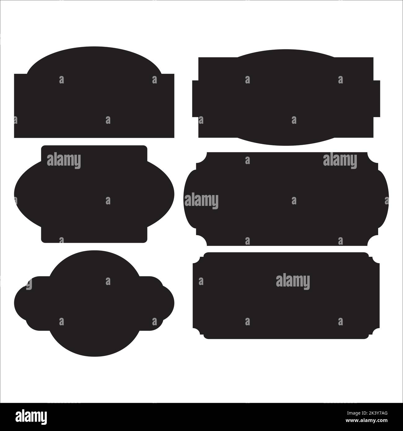 Vector Set Of Label Shapes Silhouettes Illustration Isolated On White ...