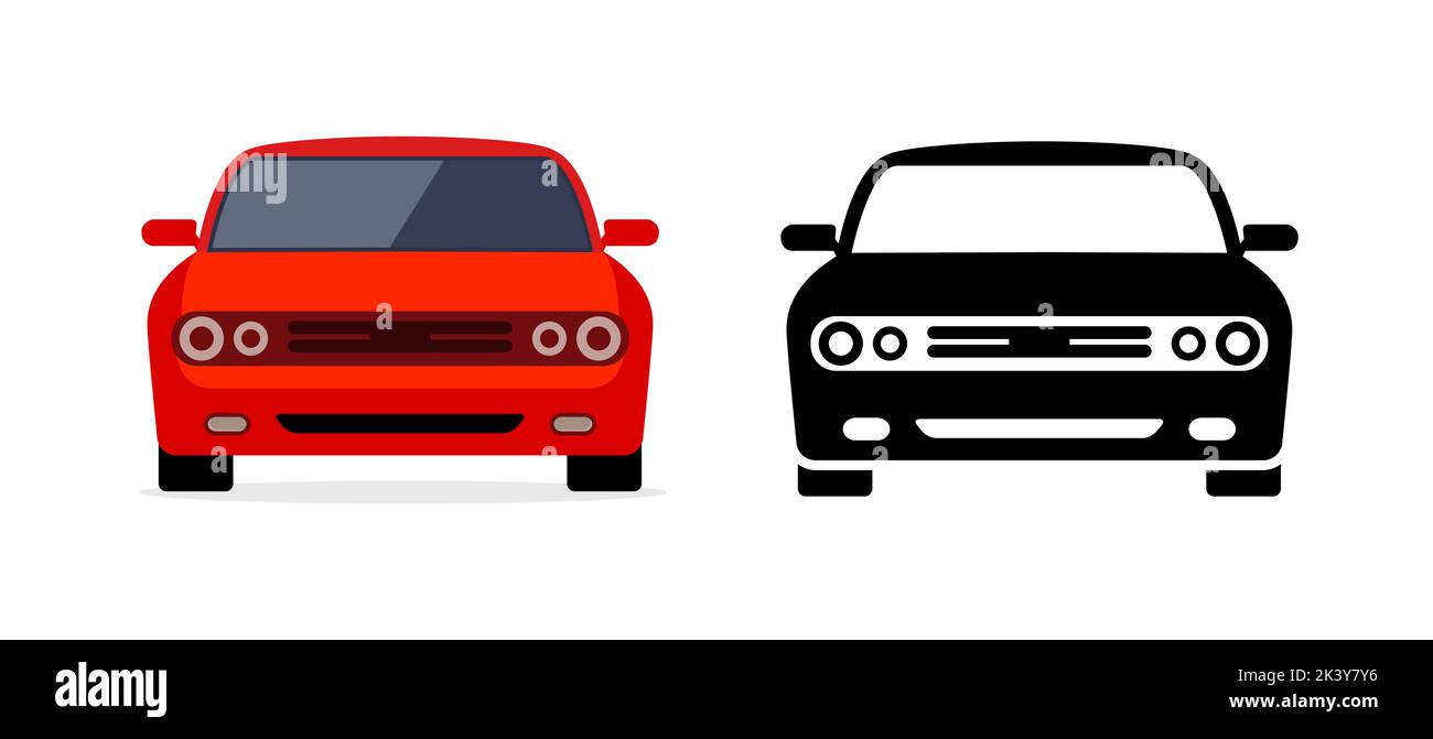 Car front view vector flat icon. Car parking cartoon front design shape ...