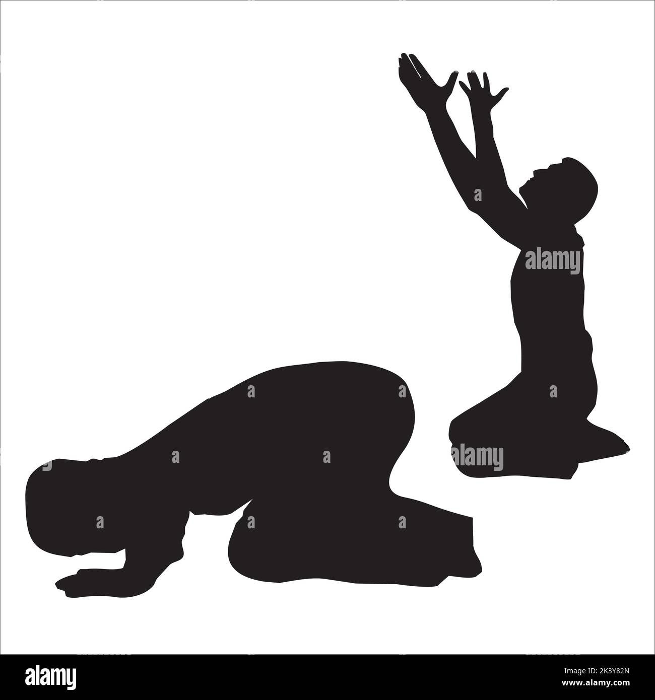 Vector Set Of Praying People Silhouettes Illustration Isolated On White ...