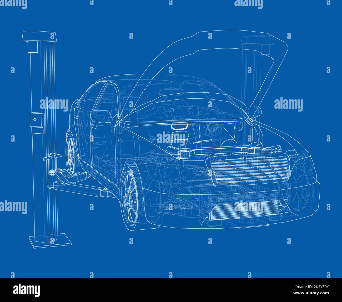Car lift stand tower with car. Vector Stock Vector Image & Art - Alamy