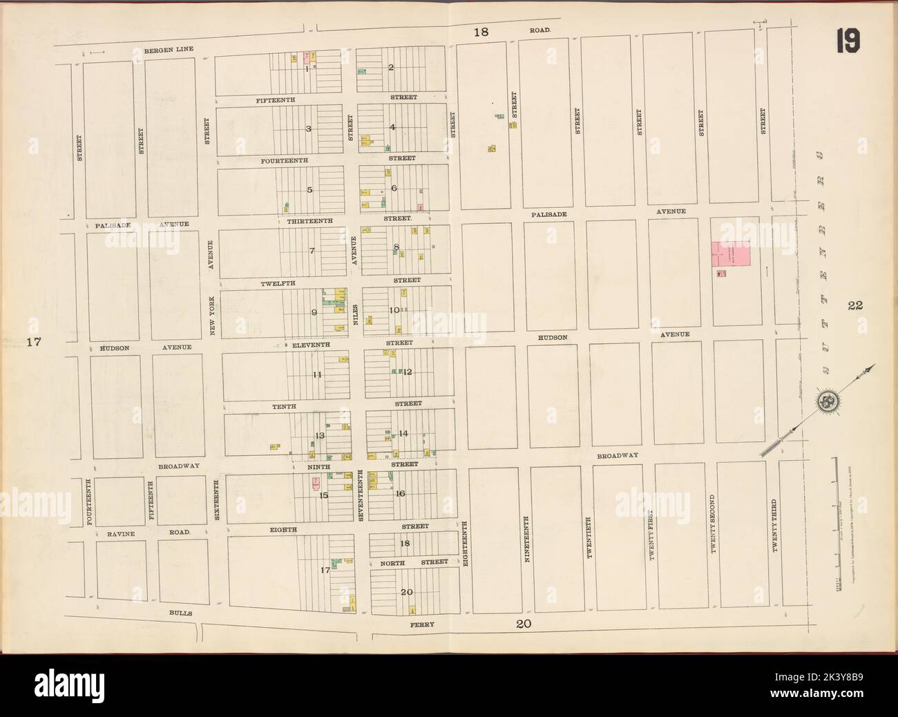 Hudson County, V. 8, Double Page Plate No. 19 Map bounded by Bergen ...