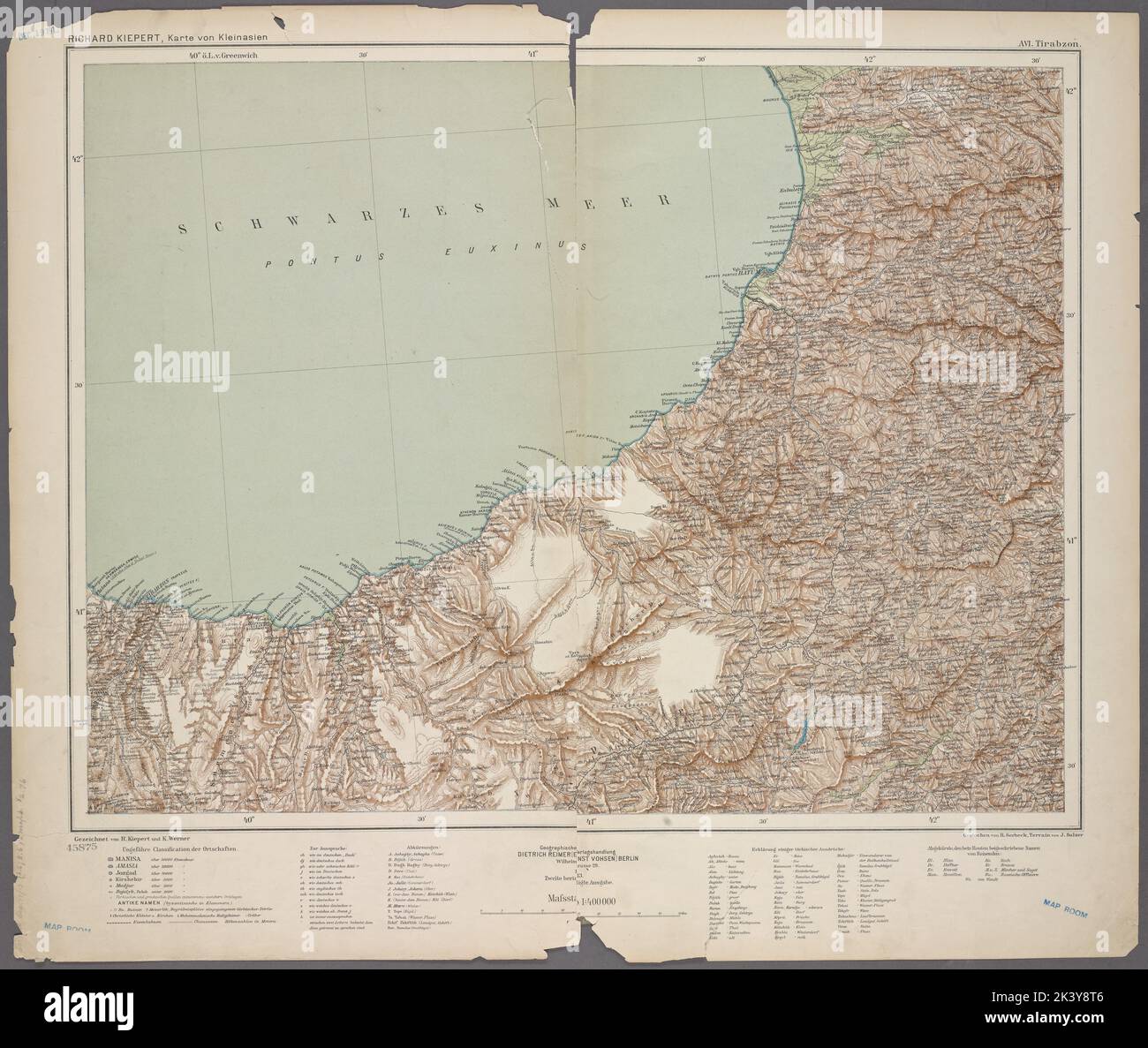 A6. Tirabzon. Kiepert, Richard, 1846-1915. Cartographic. Maps. 1902 - 1916. Lionel Pincus and ...