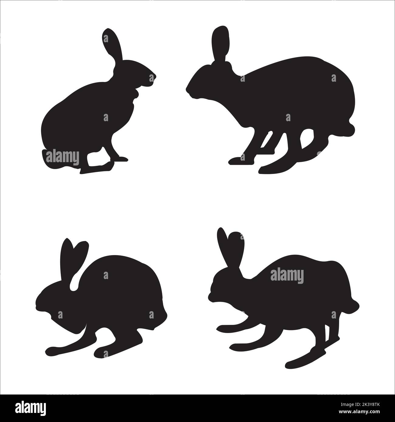 Vector Set Of Rabbits Animal Silhouettes Illustration Isolated On White ...