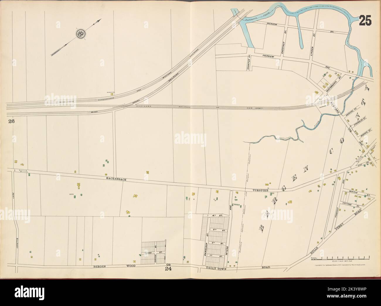 Hudson County, V. 8, Double Page Plate No. 25 Map bounded by Meadow St ...
