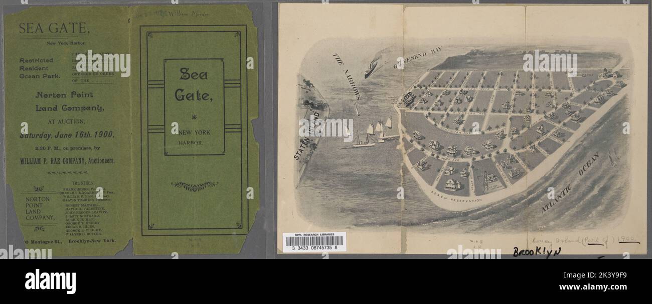 Plan of Sea Gate, New York Harbor Coney Island. Cartographic. Maps ...