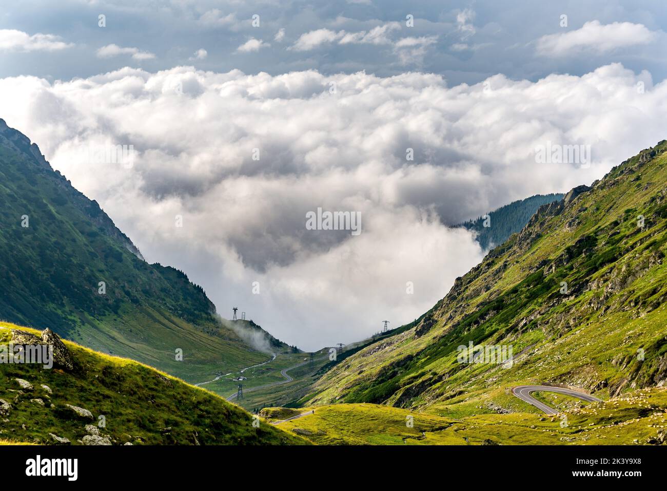 A natural view of the vast mountain landscape near Balea Lake, Sibiu ...