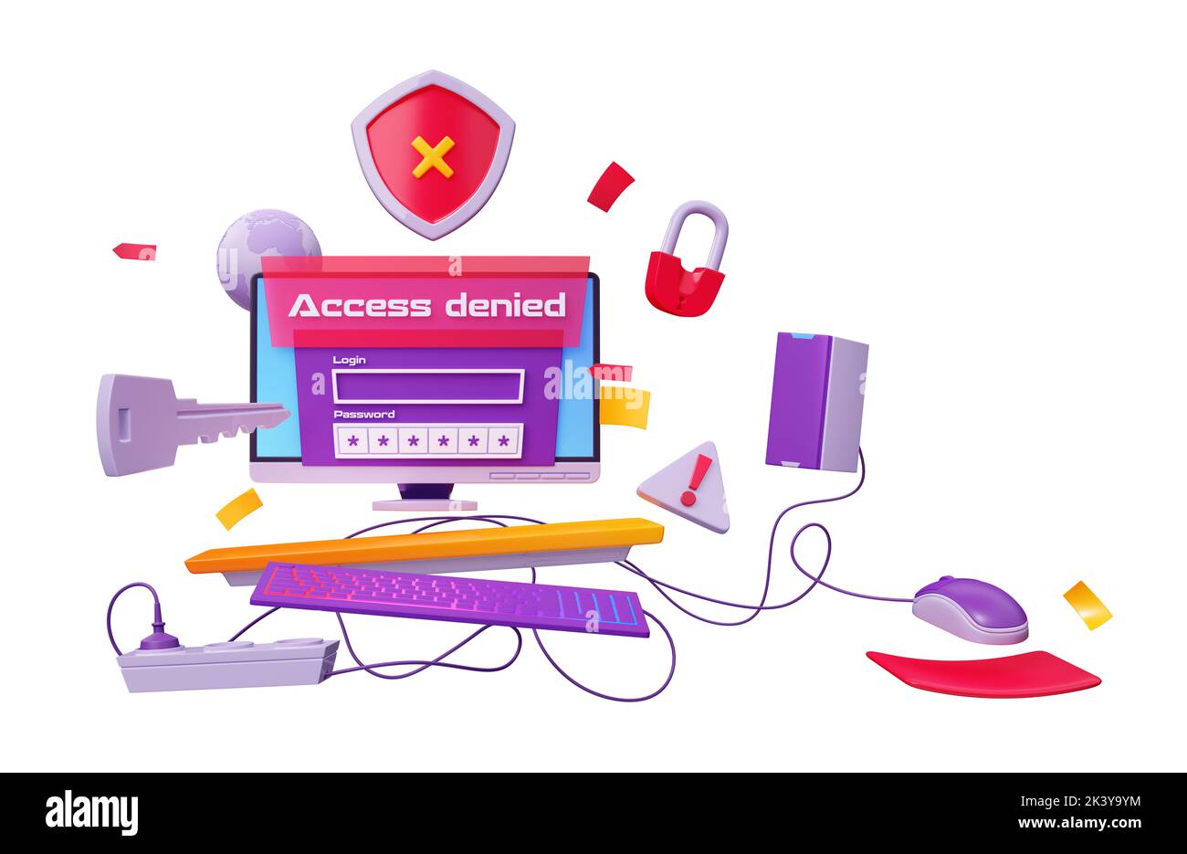 3d Render Data Protection Concept Computer Show Access Denied