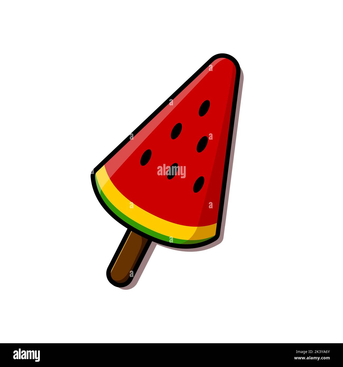 Cartoon illustration of watermelon ice cream isolated on white ...