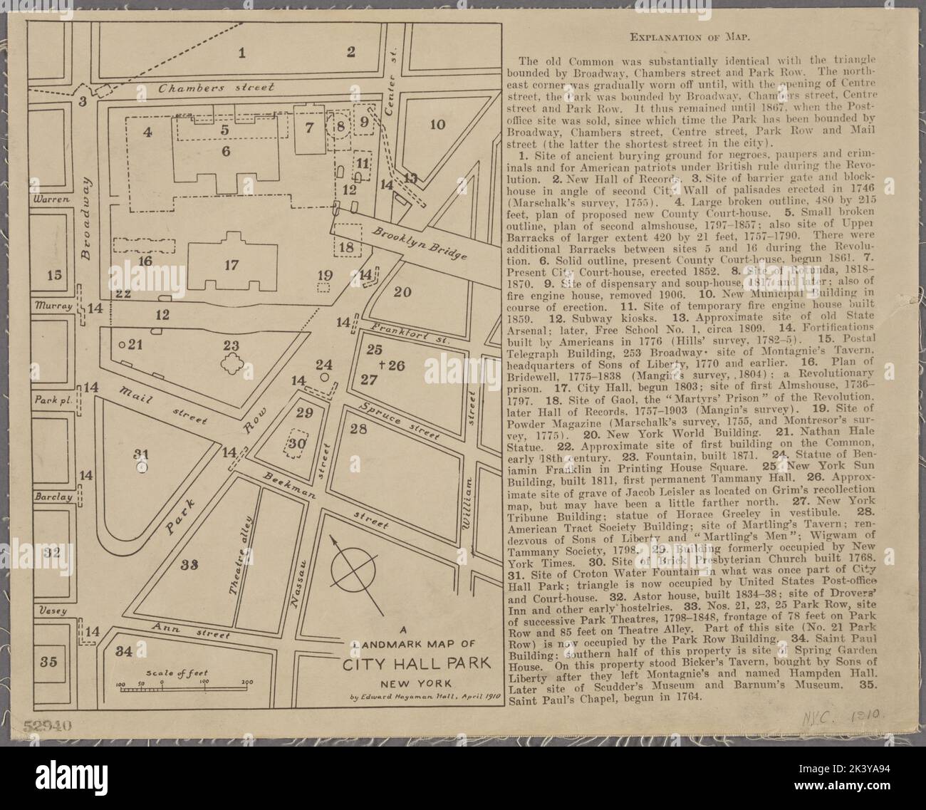 A landmark map of City Hall Park 1910. Cartographic. Maps. Lionel ...