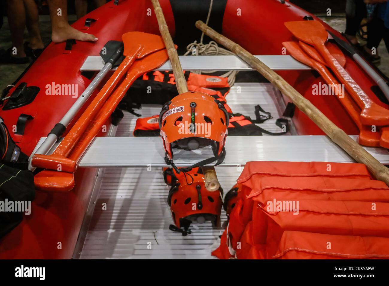 Marikina, Philippines. 25th Sep, 2022. A rescue helmet seen inside the ...