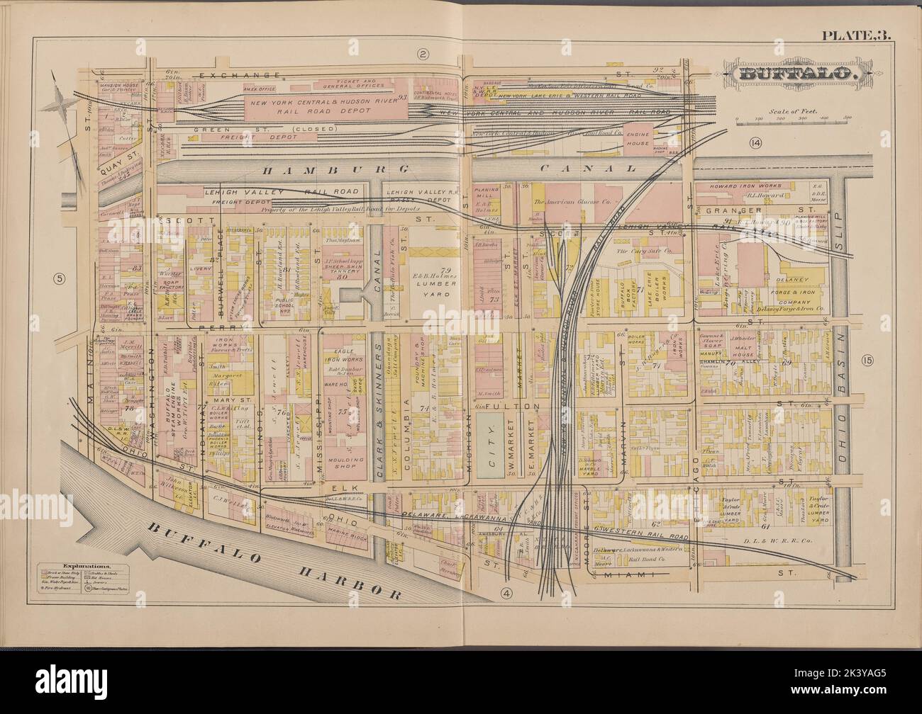 Buffalo, Double Page Plate No. 3 Map bounded by Exchange St., Ohio ...