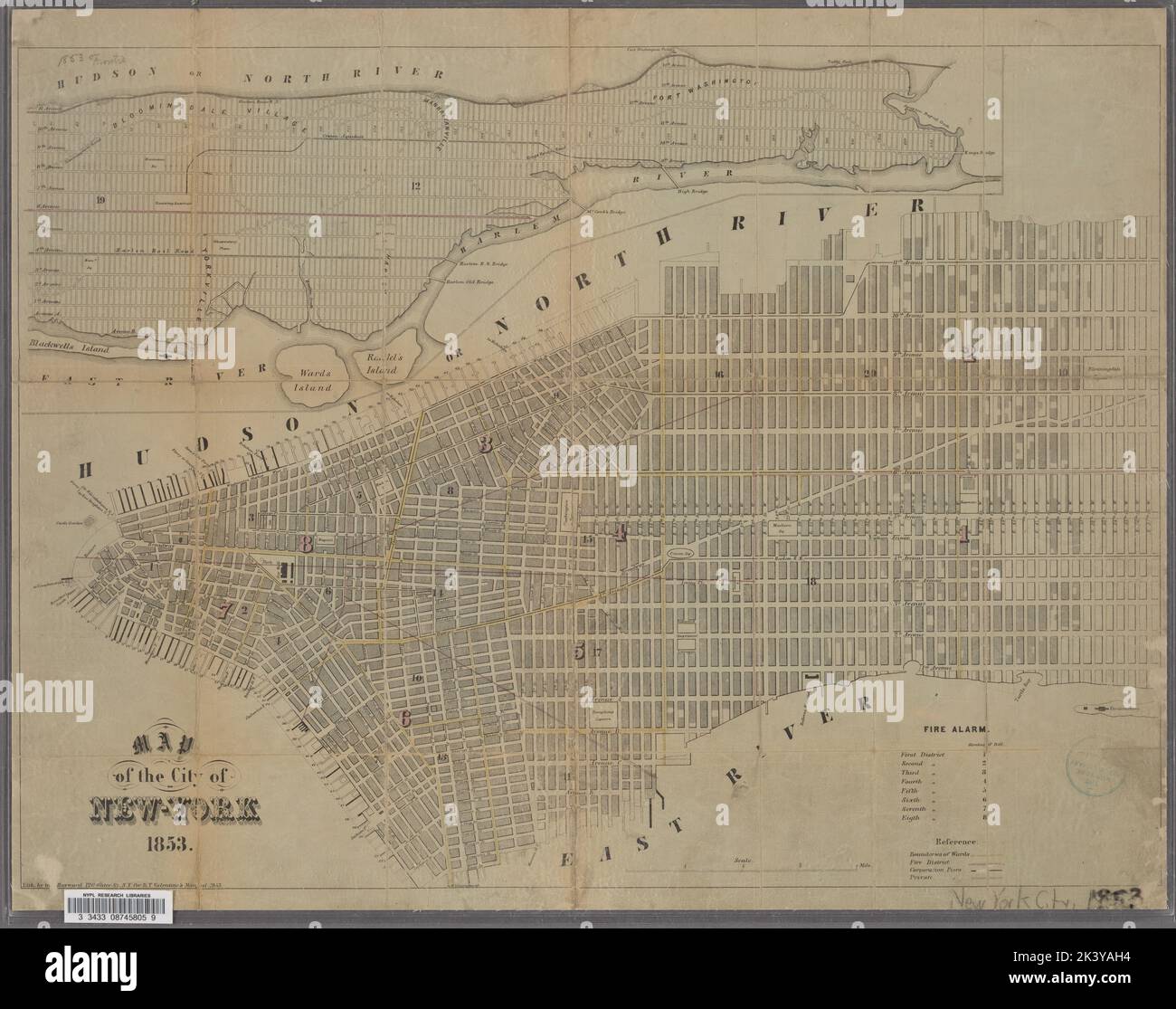 Map of the City of New York. 1853. Valentine, D. T. (David Thomas ...